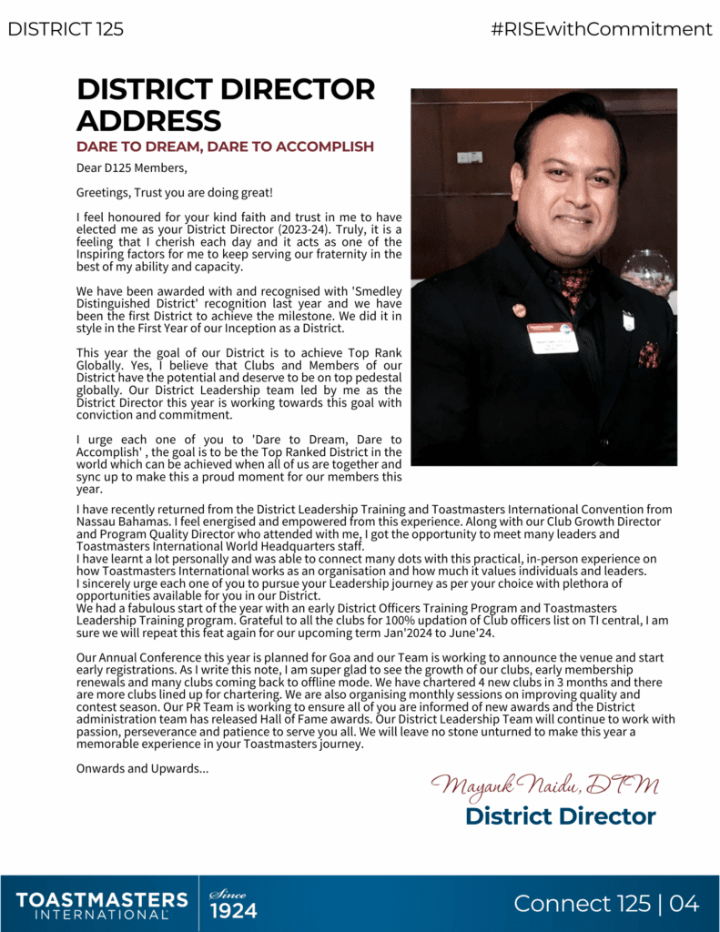 2023-24 District Director’s Desk - District 125
